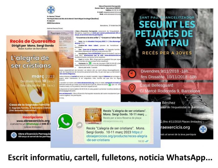 Comunicació a Parròquies - Obra d'Exercicis Parroquials